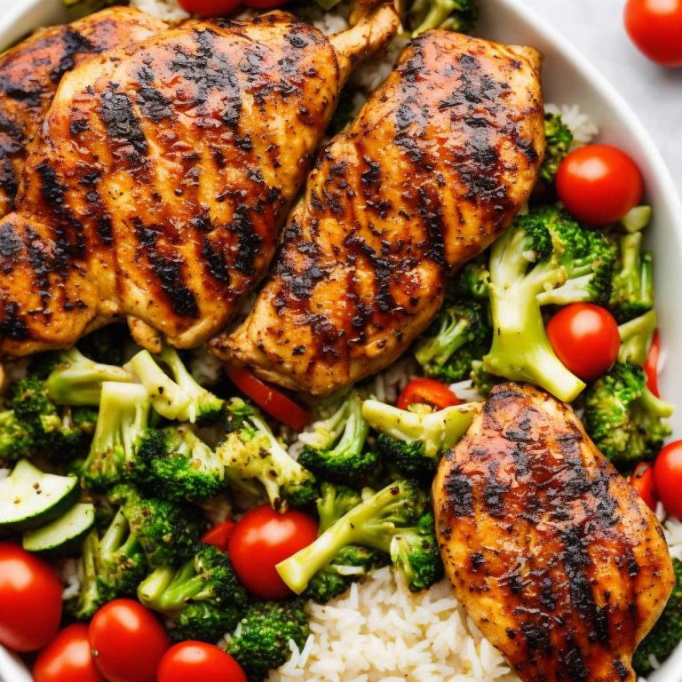 Grilled Chicken & Veggies Over Rice Recipe | Recipes.net