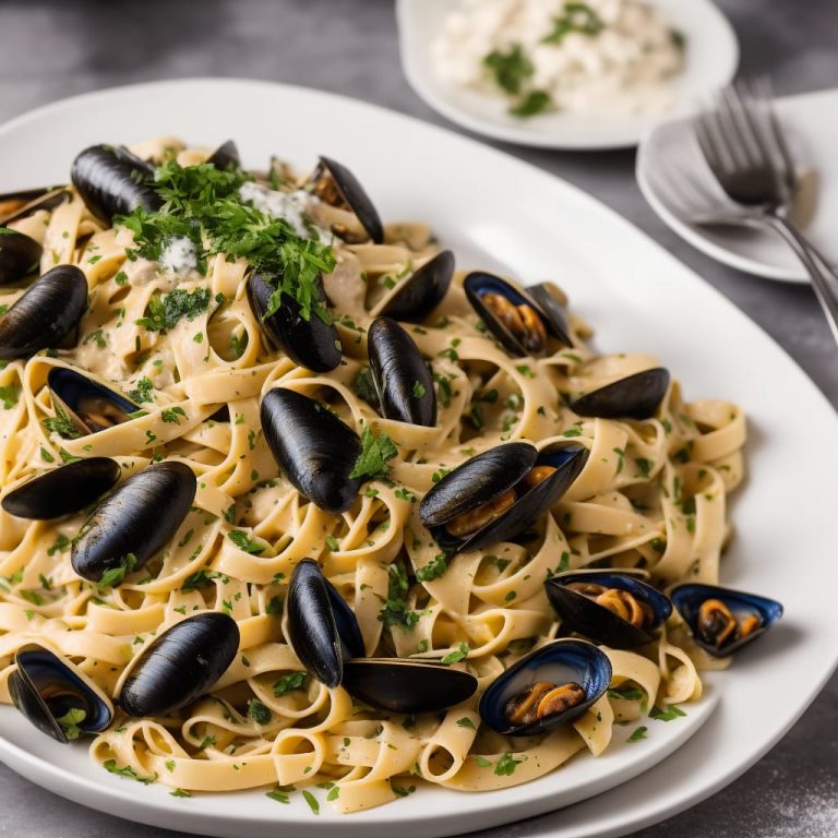 Mussels and Pasta with Creamy Wine Sauce Recipe | Recipes.net